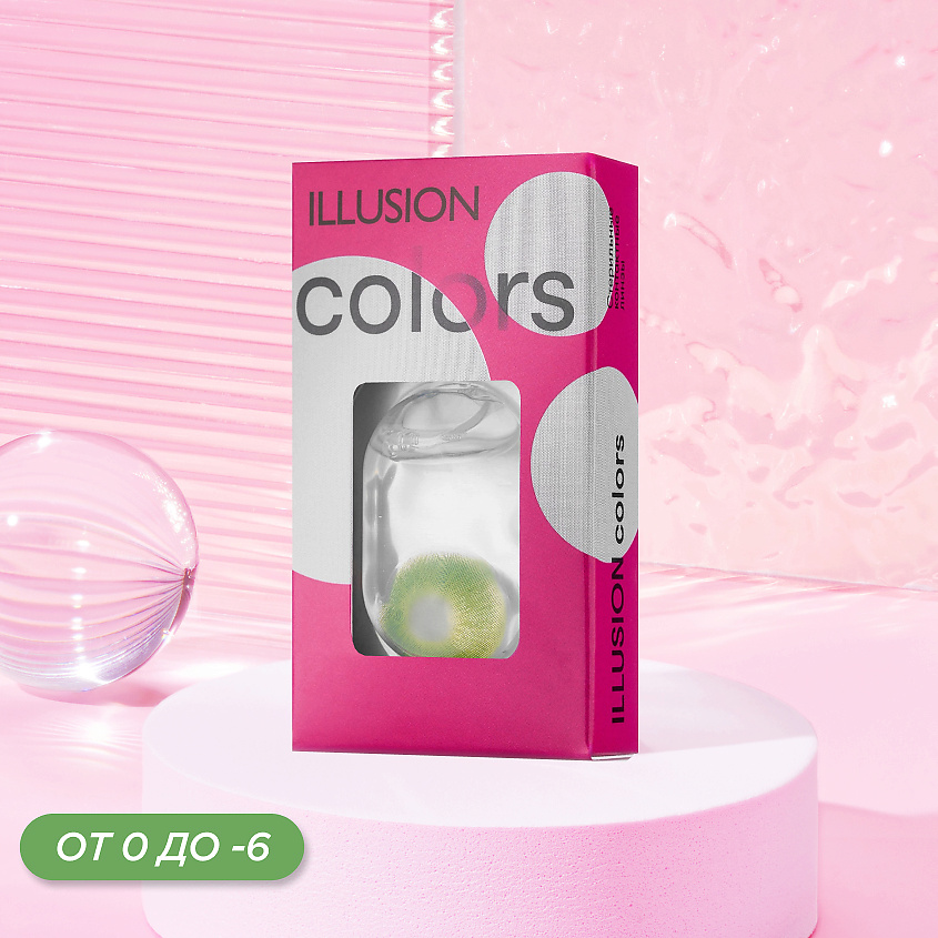 ILLUSION Цветные контактные линзы colors SHINE Love GREEN квартальные ...