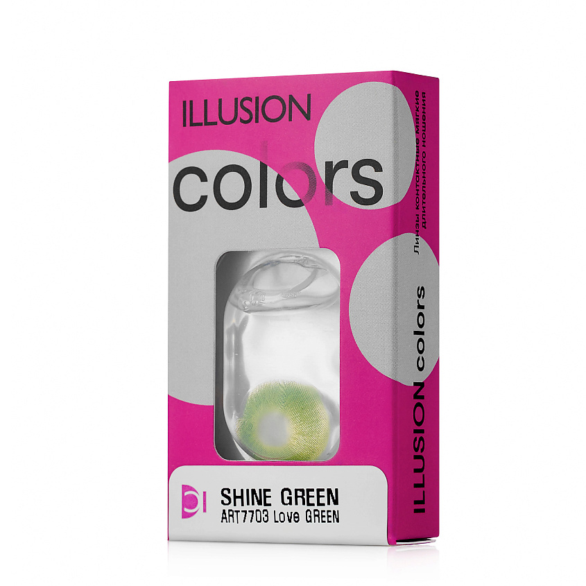 ILLUSION Цветные контактные линзы colors SHINE Love GREEN квартальные ...